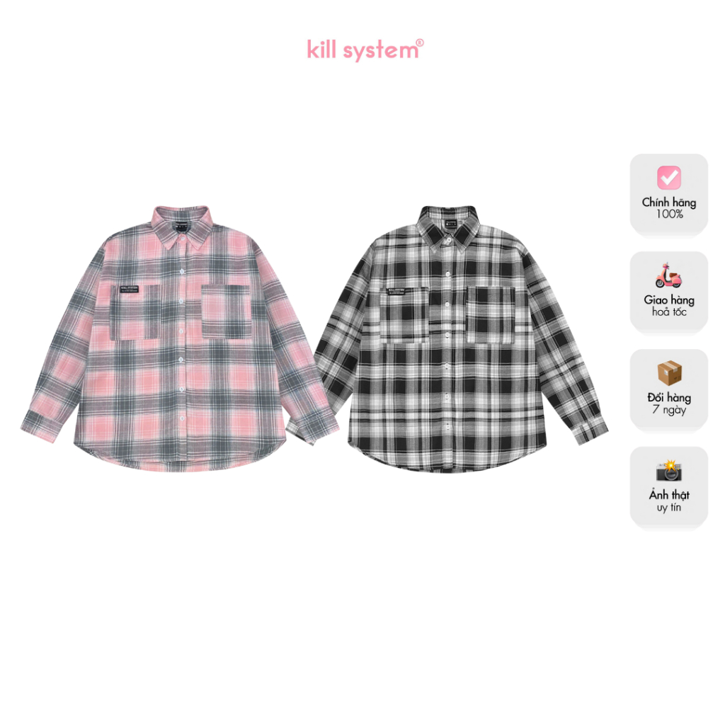 Kill System striped shirt with long sleeves, square pocket, Somi logo ...
