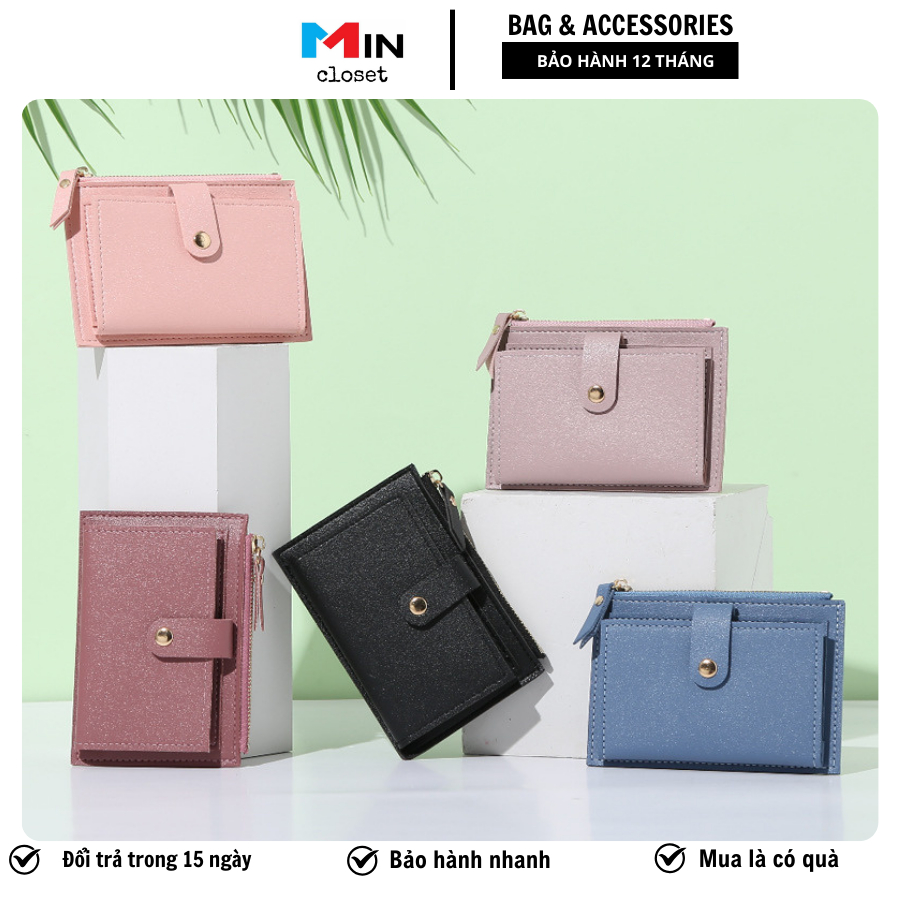 Women's Wallet Mini Card Wallet Solid Color PU Leather for Women Super ...