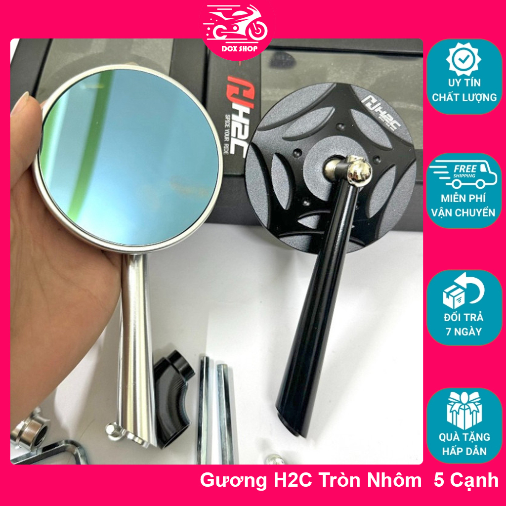 H2c Motorcycle Mirror Round 5 Sides Full CNC Solid Aluminum Fits Many ...