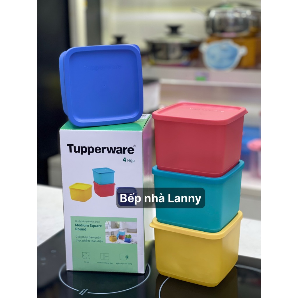 Genuine Tupperware Medium Square Round Food Storage Box 1L | Shopee ...