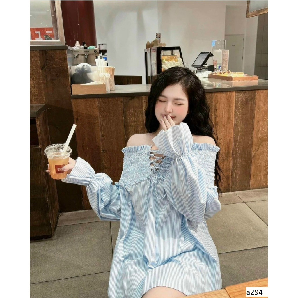BARE_Women's off-the-shoulder, puff-sleeved, long-sleeved shirt with ...