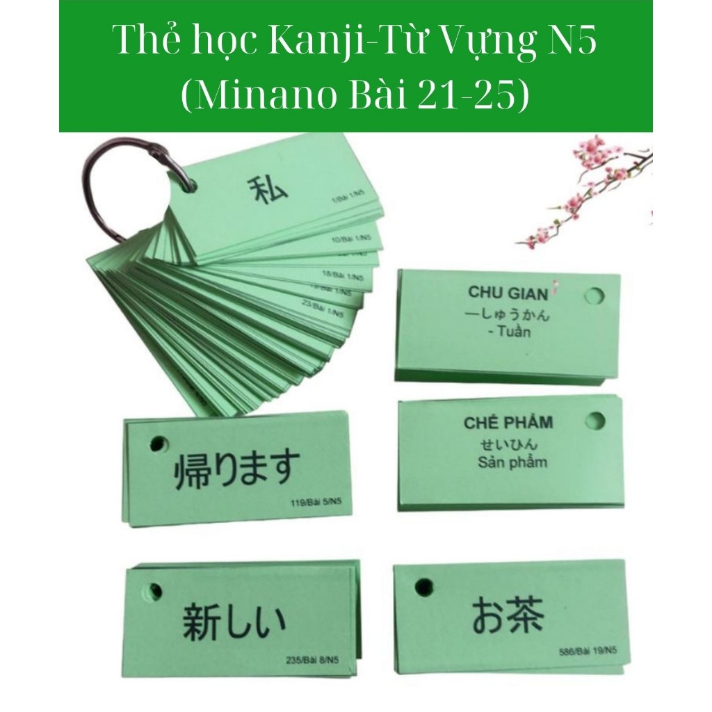 Kanji Learning Flashcard - N5 Vocabulary (Lessons 21-25) According to ...