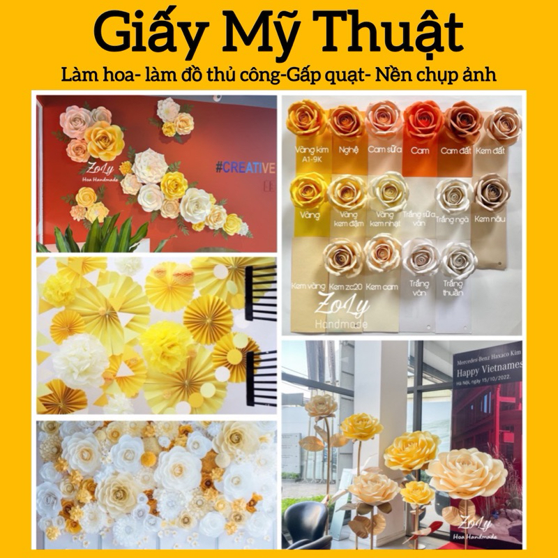 A0 art paper folded into a fan to make backdrop flowers, giant cream ...