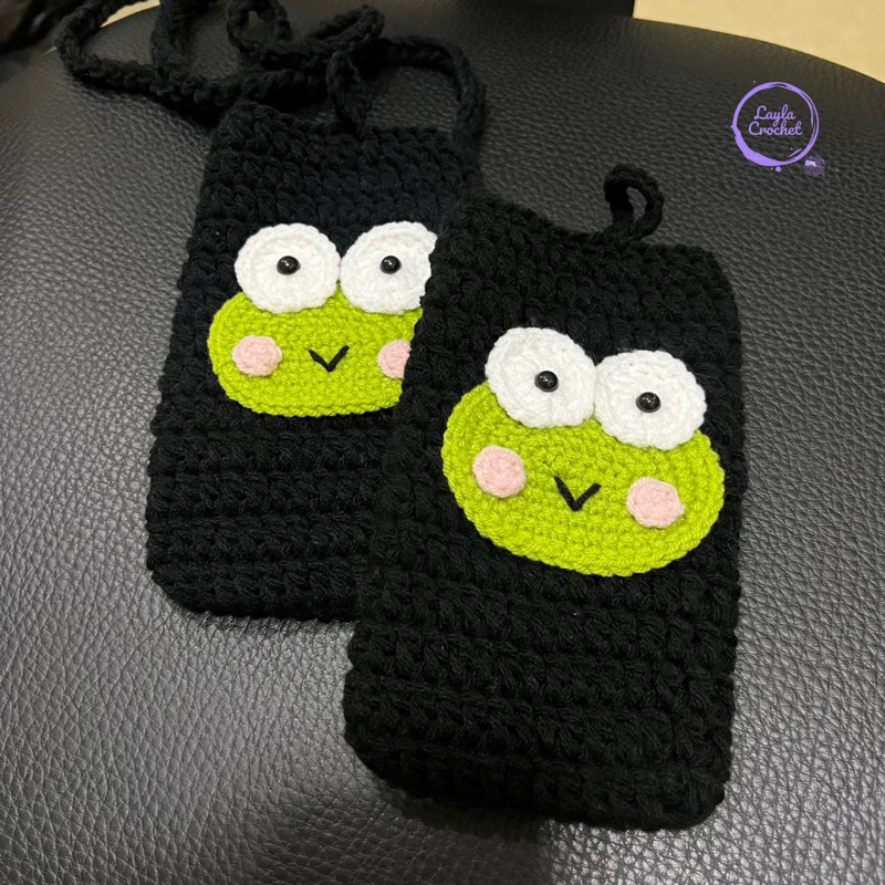 Frog pattern phone bag, handheld computer bag, crossbody bag with lock ...