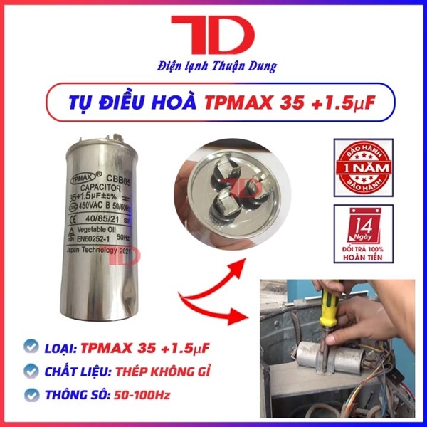 3-pin Japanese capa 35uF, Capacitor TPMAX - Thuan Dung Refrigeration ...