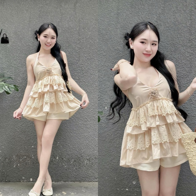 [S2.726] Super Cute Floral Lace Layered Camisole Set Mixed with White ...