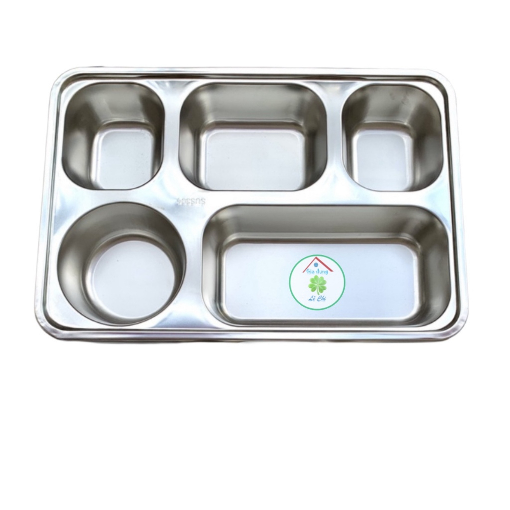 5-compartment stainless steel food tray, company rice tray, lidless ...