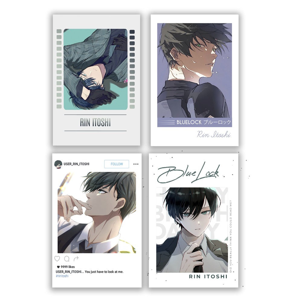 Pack of 4 Rin Itoshi Blue Lock character pola cards | Shopee Philippines