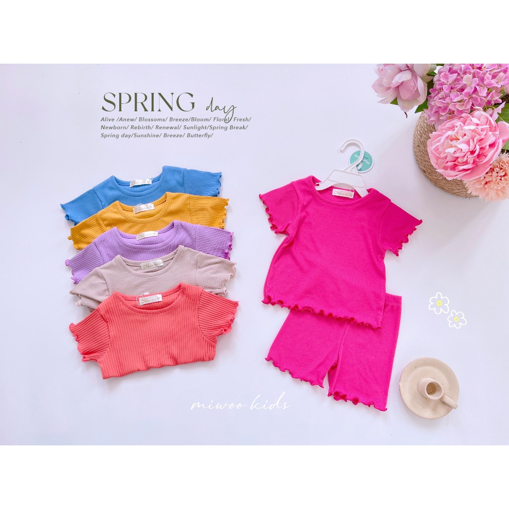 Genuine Miwoo kids ribbed elastic Set for super cute baby girls color ...