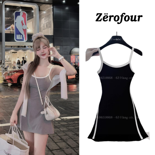 Korean Ullzang style spaghetti straps dress Set with short border, stretch dress (free towel ...