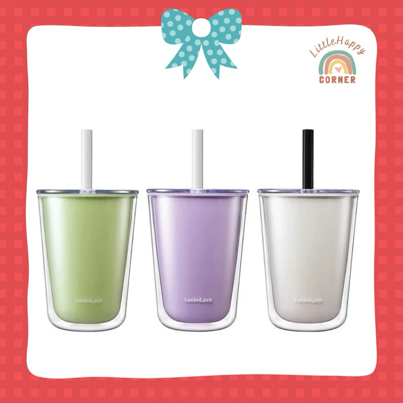 Double-layer Plastic Bubble Tea Cold Cup Lock&Lock 720ml With Straw ...