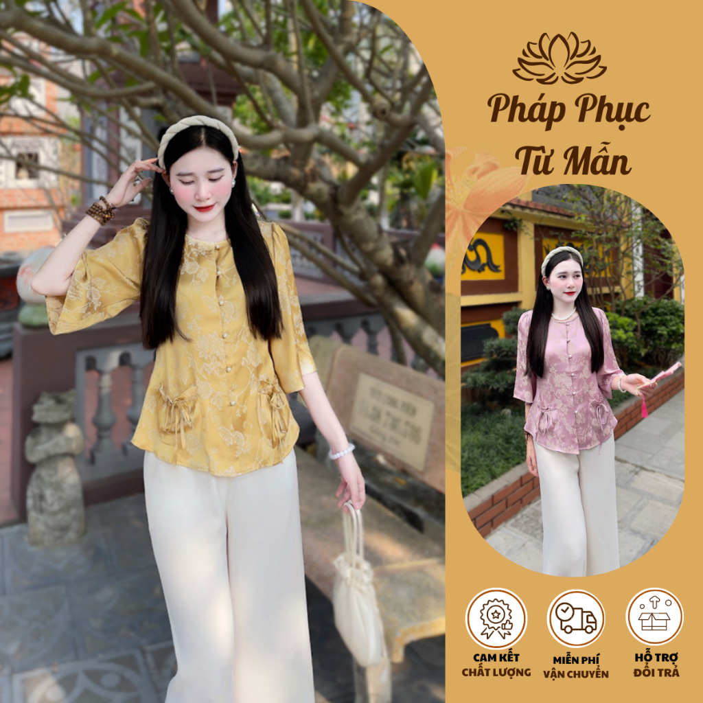 Set of women's blue temple clothes with round neck, pocket, modern ...