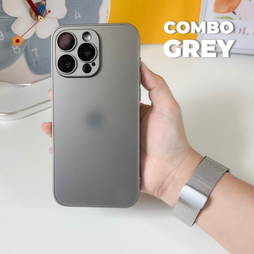 Combo Gray (Likgus case with Apple logo + Steel strap with magnetic ...