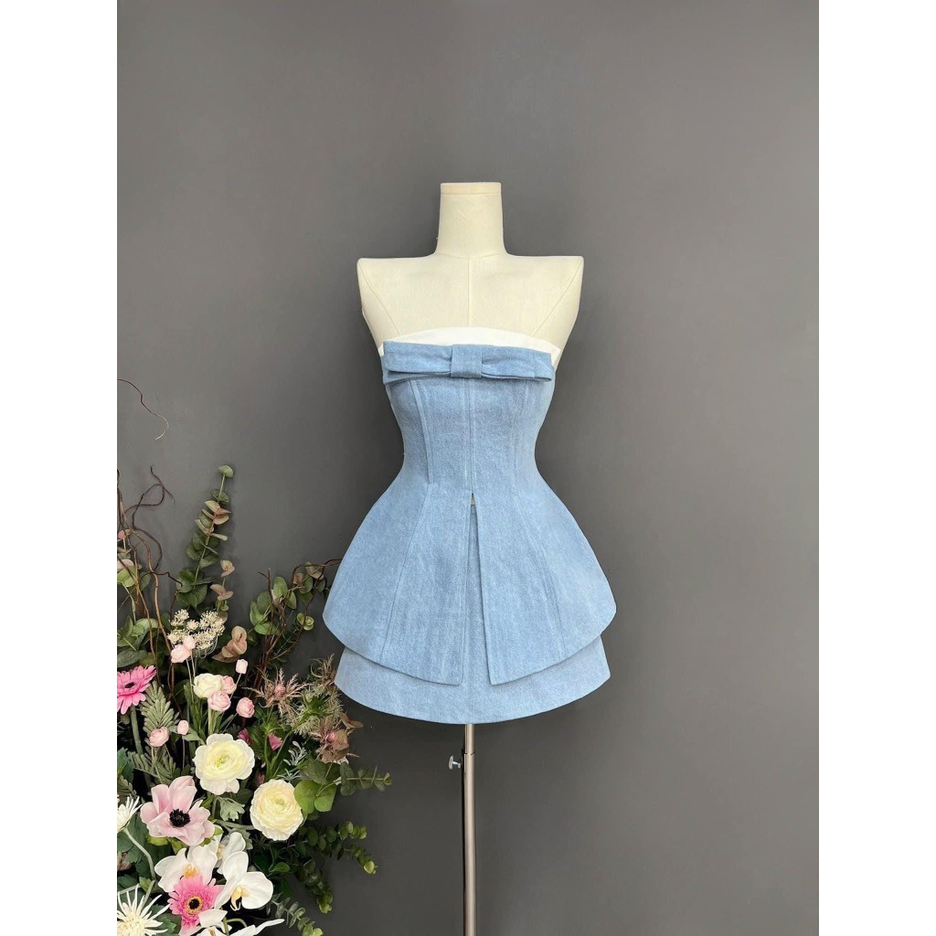 Chest Cup Jeans set (With Pants In Skirt) | Shopee Philippines
