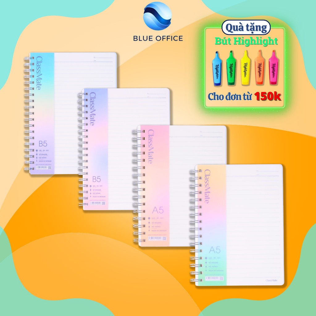 XO Classmate A5/B5 Clear Plastic Cover Spring Notebook, 200 Pages ...