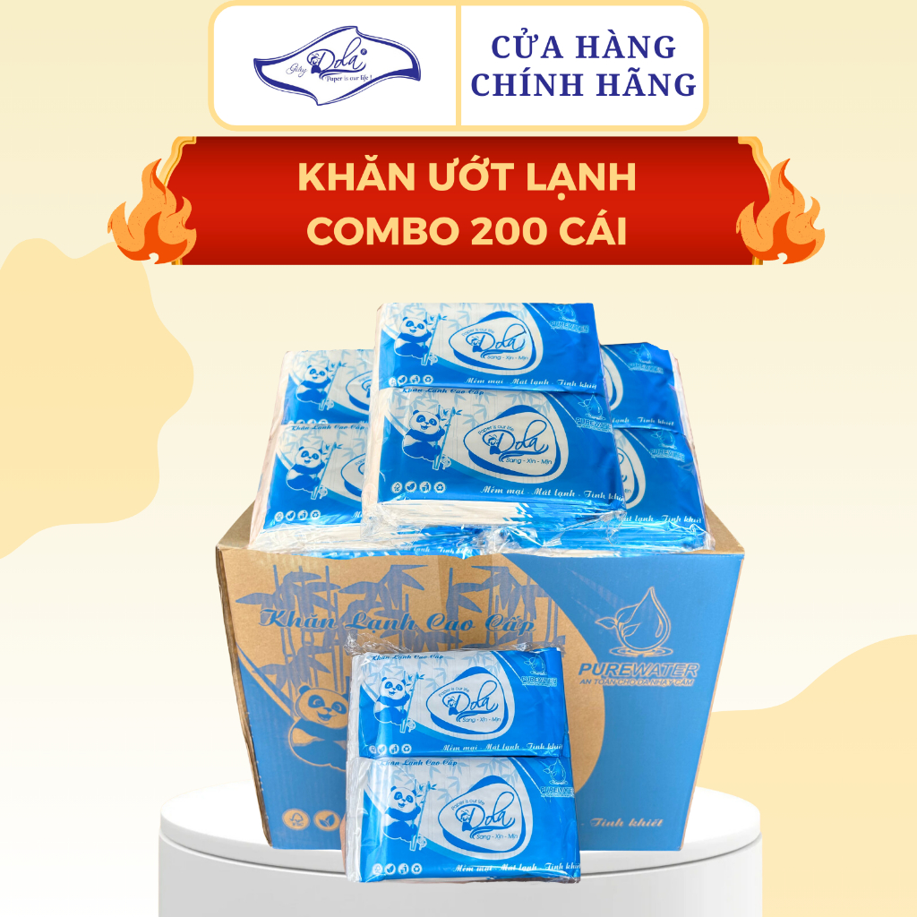 Combo 200 Wet Towels, Cold Towels With Blue Panda, Soft Thick Fabric ...