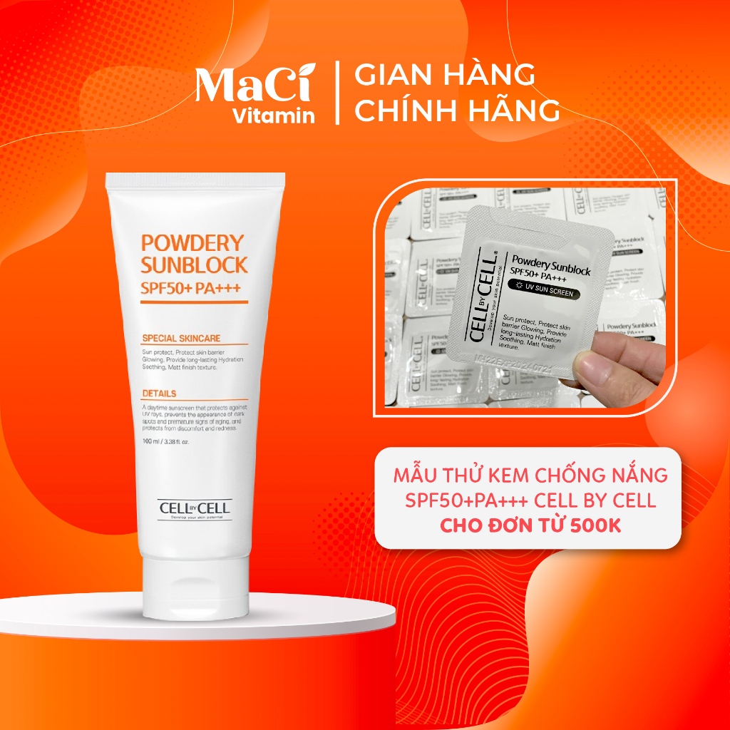 Sunscreen - Powdery Sunblock Cream SPF50+PA ++ Cell by Cell - Korean ...
