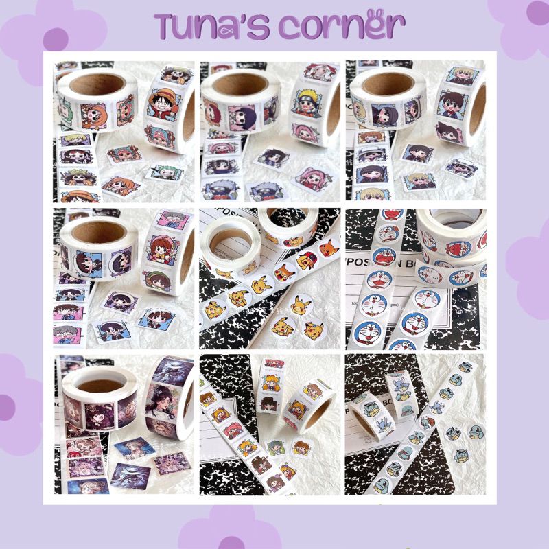 Sticker roll of 500 One Piece /Naruto /Sanrio /Pokemon /Conan/Sakura ...