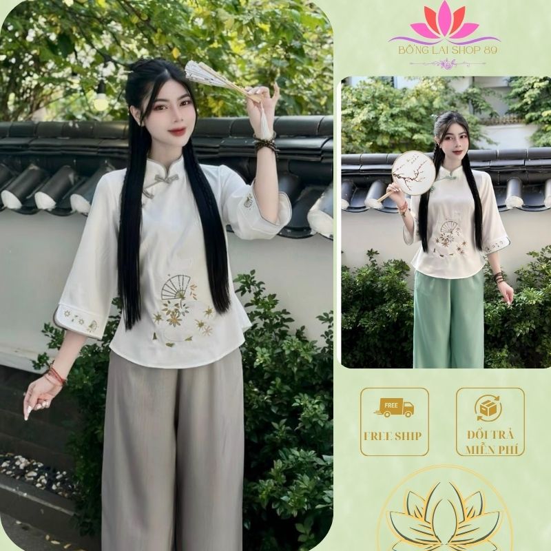 Dharma clothes for pagoda ceremonies embroidered with fans with 3 ...