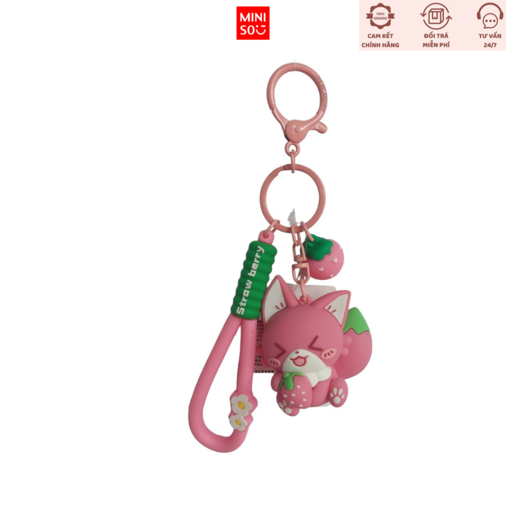 Cute Miniso genuine Strawberry flavored small fox decorative keychain ...