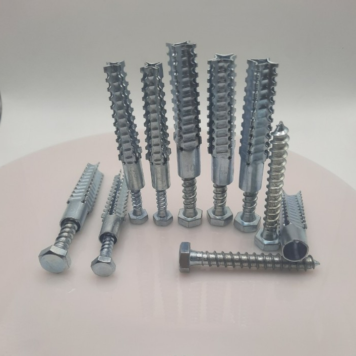 Box of 30 sets of serrated iron expansion screws with zinc-plated ...
