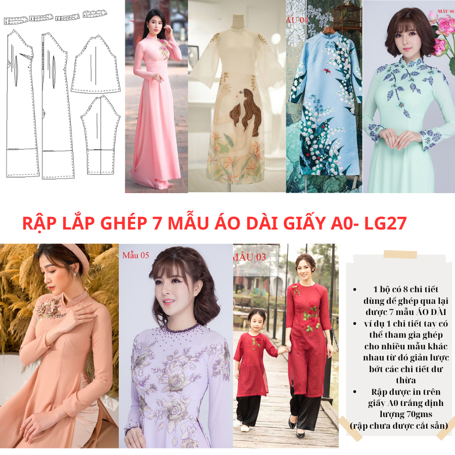 A0 PAPER SHEET ASSEMBLY 7 Ao Dai MODELS - LG27 | Shopee Philippines