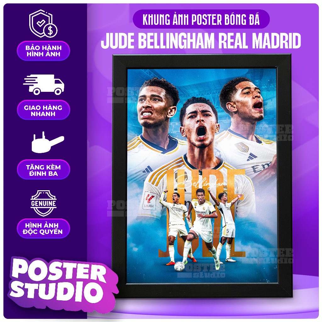 Jude BELLINGHAM REAL Poster, decorative picture frame (including Poster ...