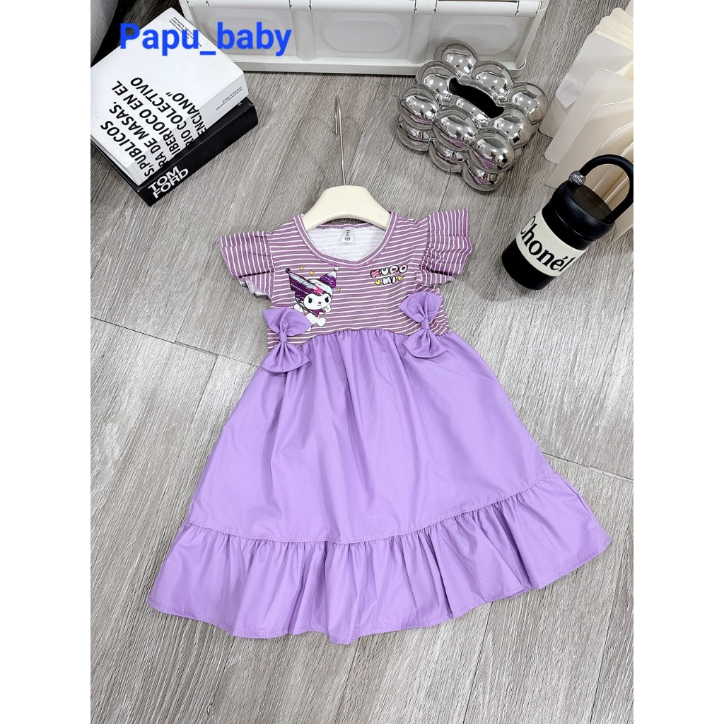 Papu baby girl dress for children with striped kuromi pattern for ...