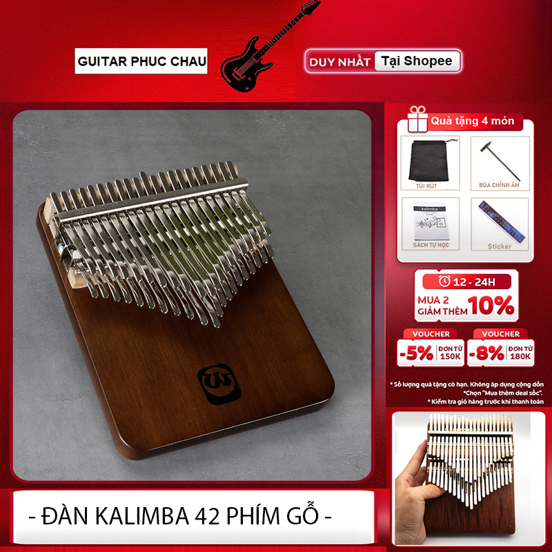 42 WOODEN KEY KALIMBA - CHROMATIC THANG XANG - FREE 4 ACCESSORIES ...