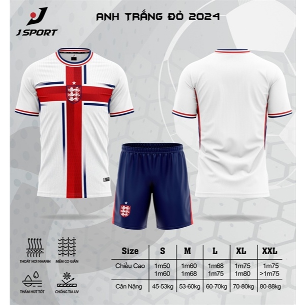England White Red Cross 2024 JP Football Kit | Shopee Philippines
