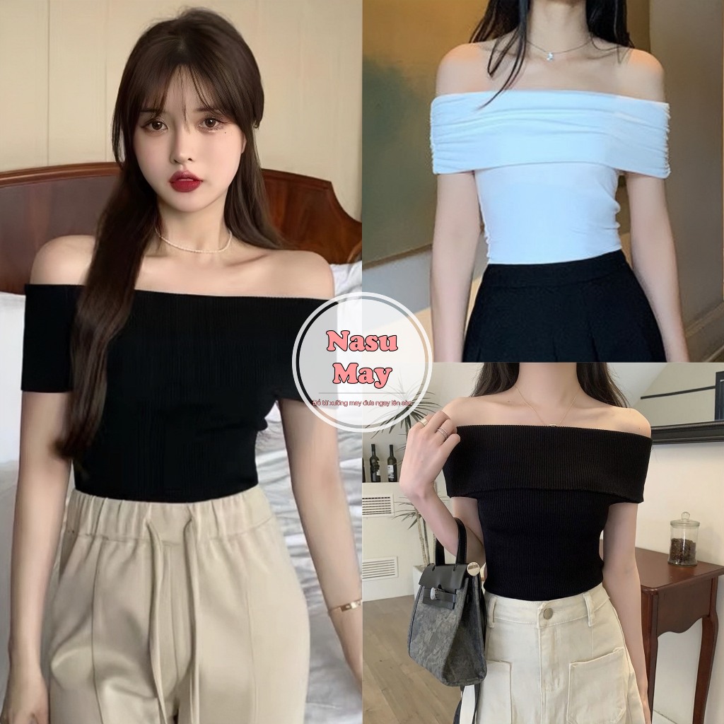 Luxury Bodycon Short-Sleeved Off-Shoulder Crop Top | Shopee Philippines