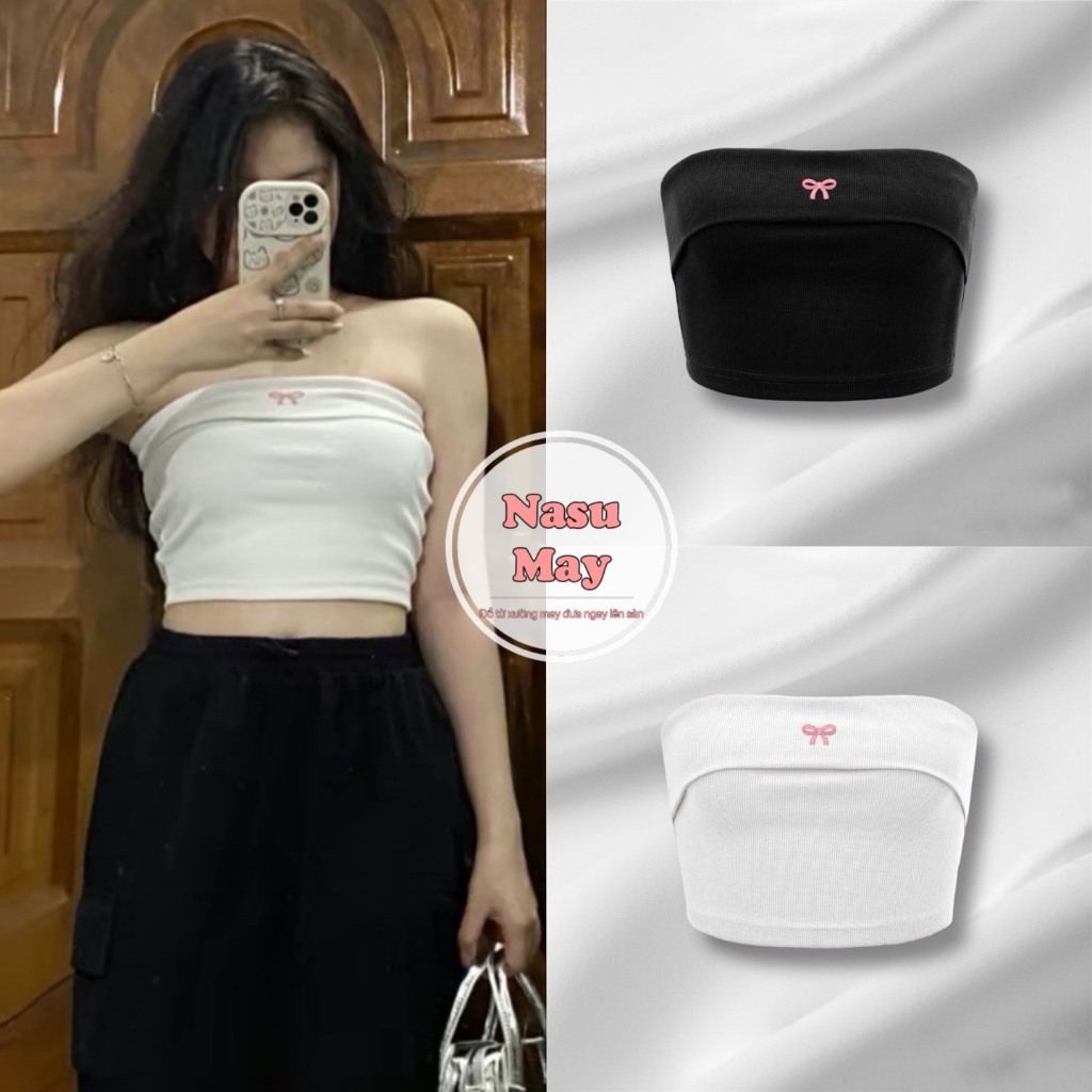 Strapless Crochet Top with Ribbon Elastic Tube Top for Women | Shopee ...