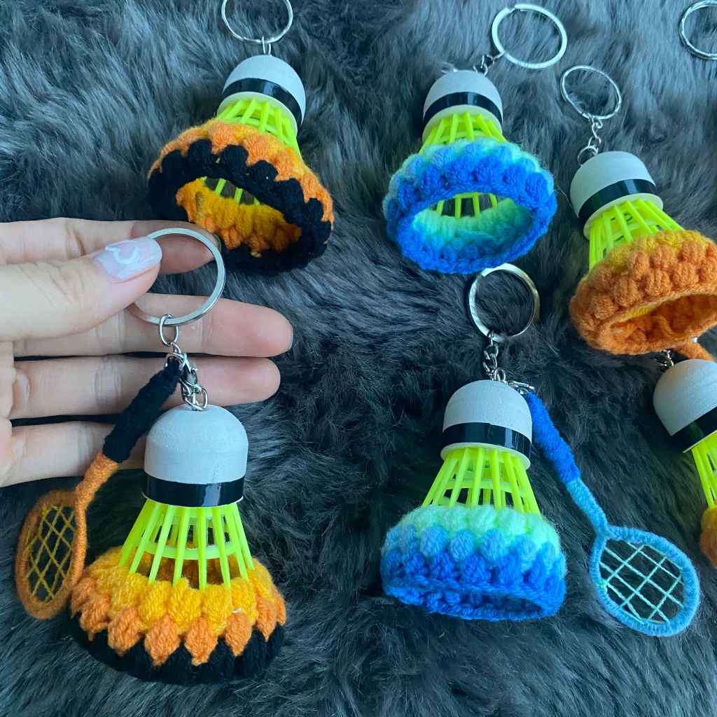 Colorful wool badminton keychain hanging cute and cute badminton tennis ...