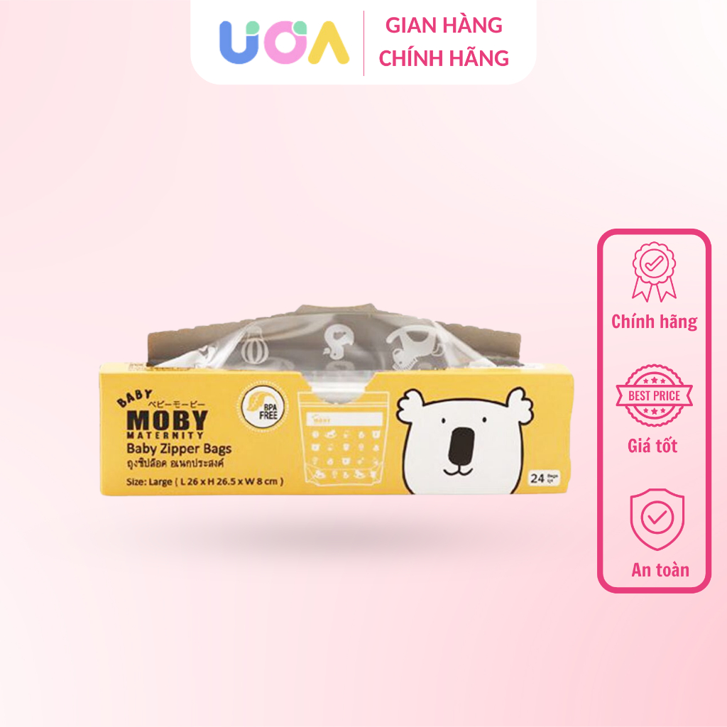 Moby - Moby multi-purpose zip bag - White pattern - 24 bags (Box ...