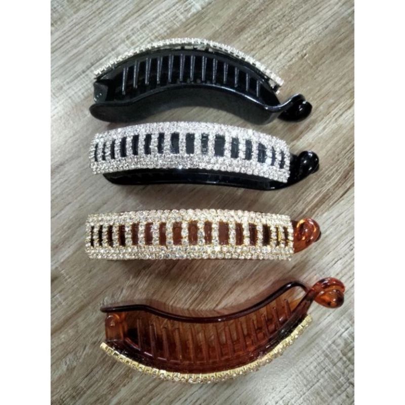 [small size] horizontal hair clip bananabag, toad clip with diamonds ...