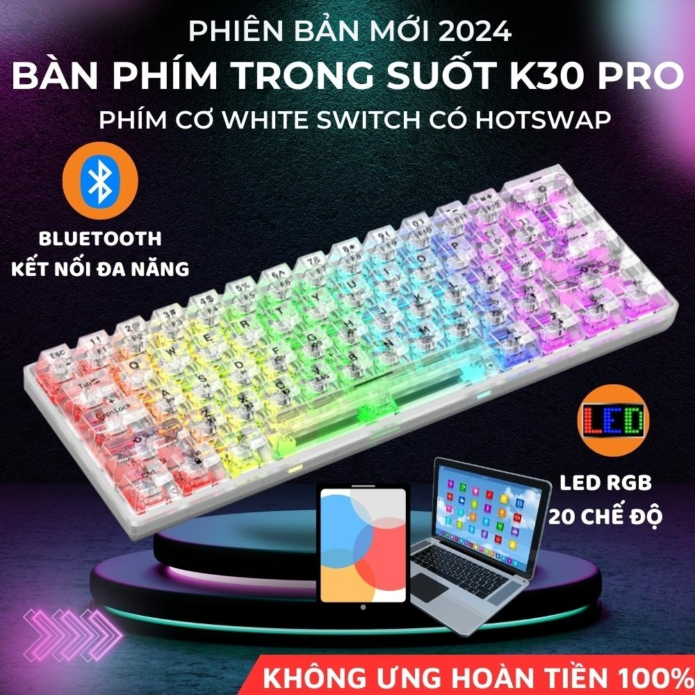 Xunfox K30 Pro Transparent Wireless Bluetooth Mechanical Gaming ...