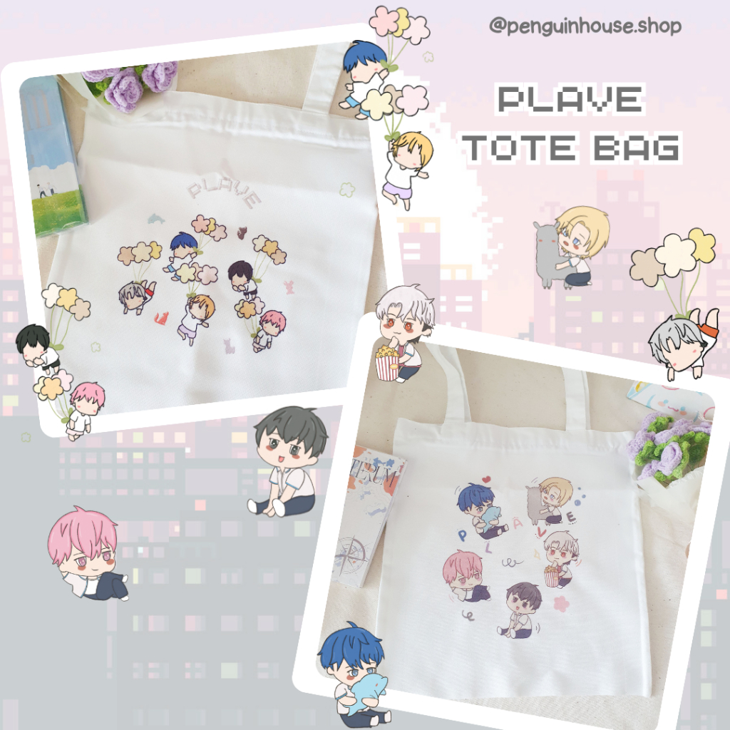 Plave virtual idol chibi printed canvas tote bag - Penguin House ...