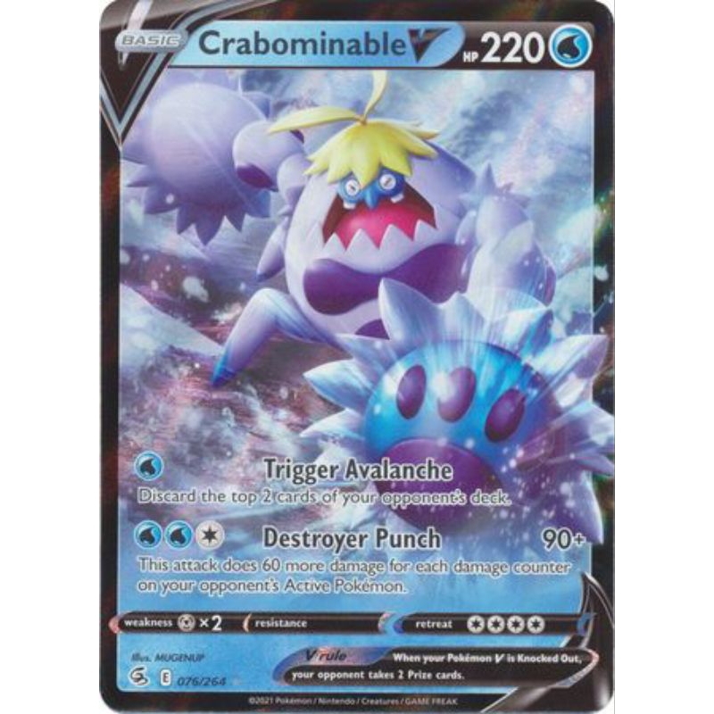 Pokemon Crabominable V Card - 076/264 - Ultra Rare (NM) | Shopee ...