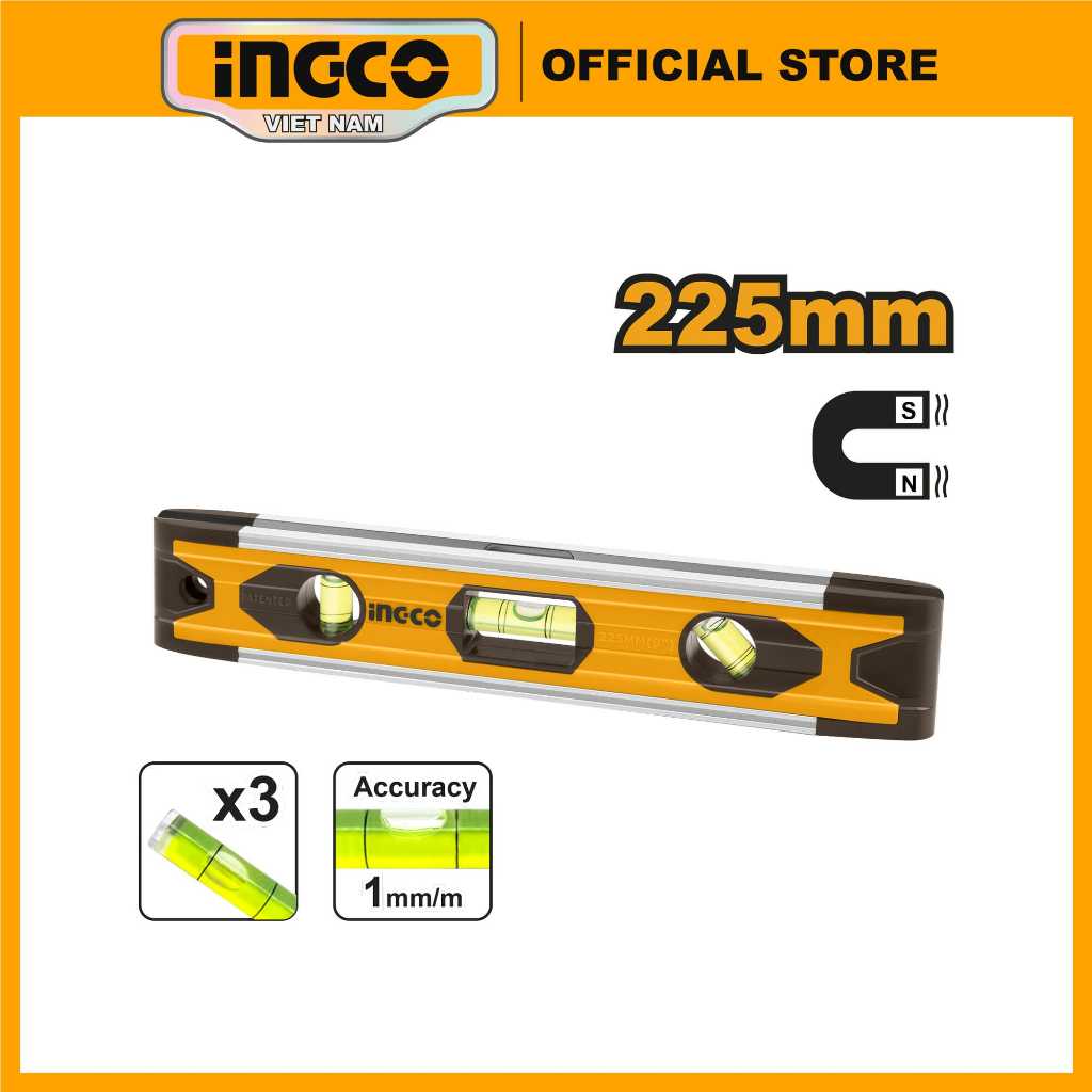 Ingco HMSL01030 225mm magnetic level ruler for Builders, Carpenters and ...