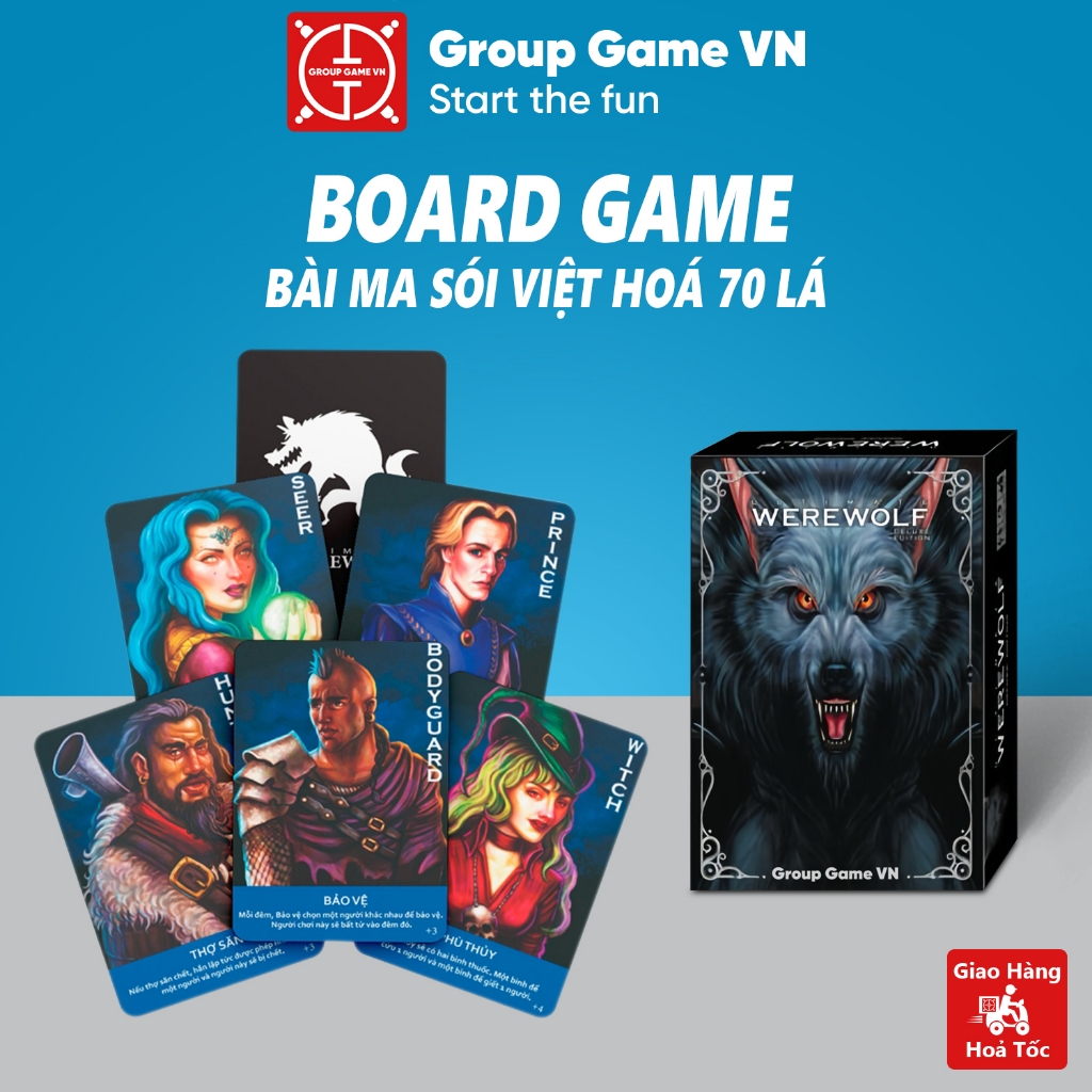 Vietnamese Werewolf Card 70 cards on thick paper with double-sided film ...