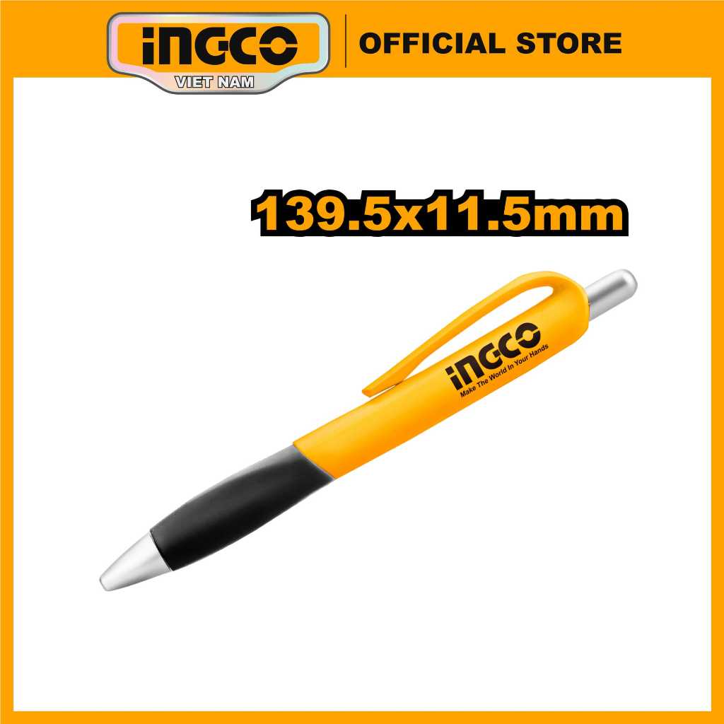 Convenient cheap ballpoint pen INGCO PMPEN01 yellow (black ink ...