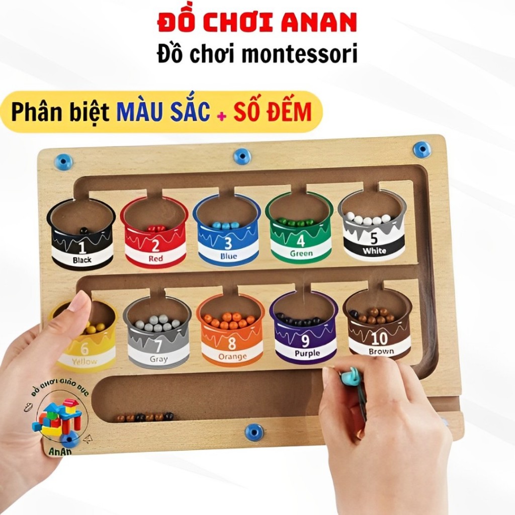 Montessori Wooden Board Distinguish Colors And Numbers For Children ...