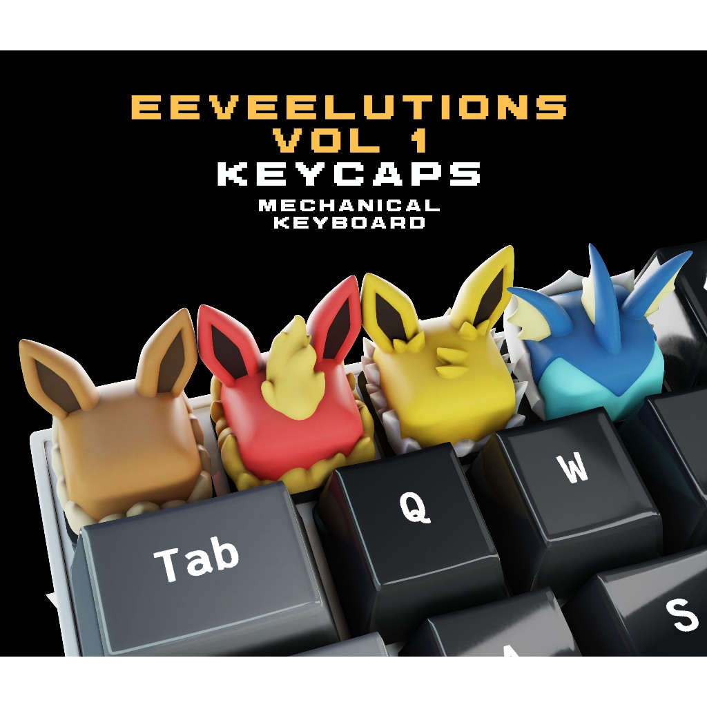 Pokemon Keycap (Eevee-Flareon-Jotelon-Vaporeon) handmade mechanical ...