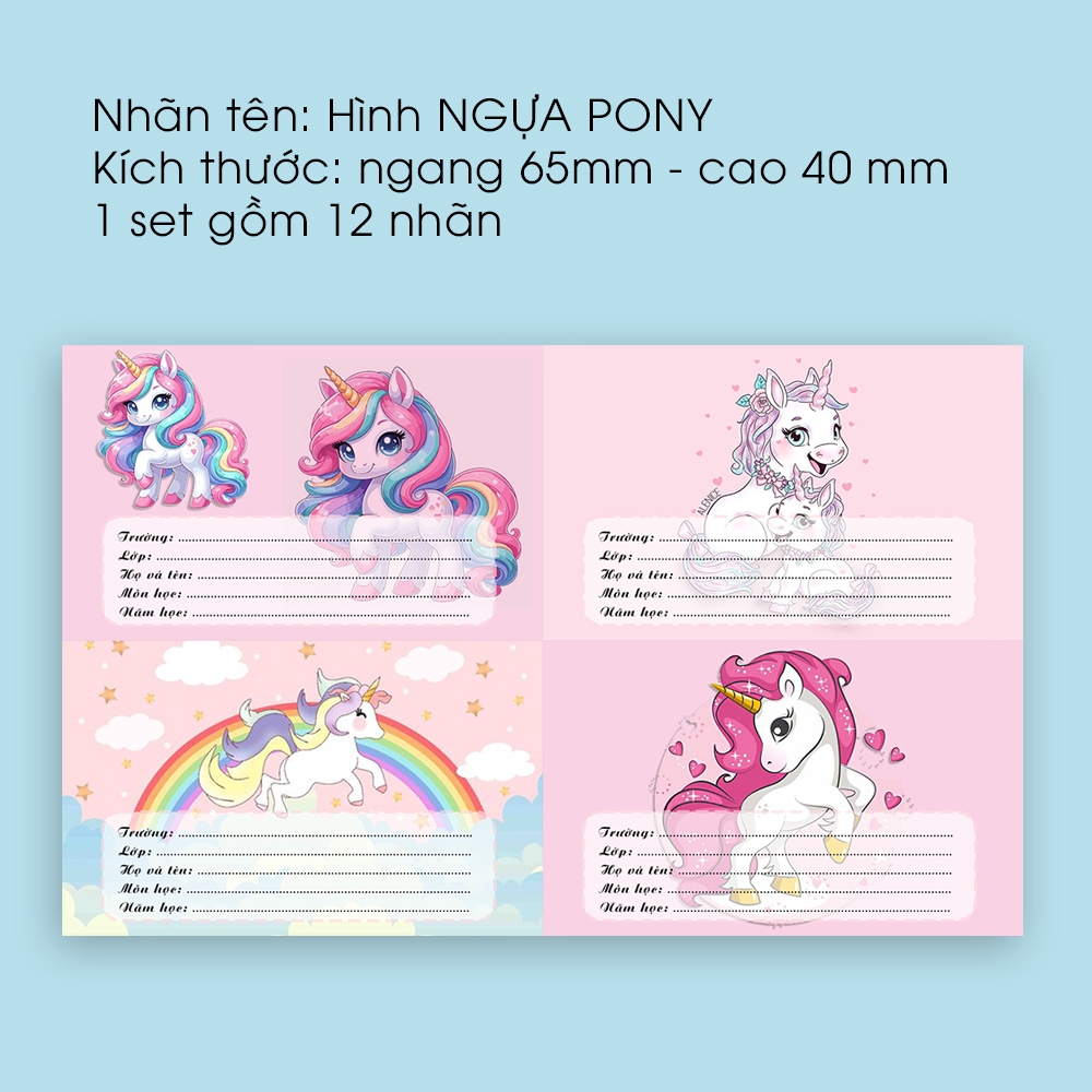 Combo of 12 PONY HORSE Notebook Labels | Notebook Stickers | Book ...