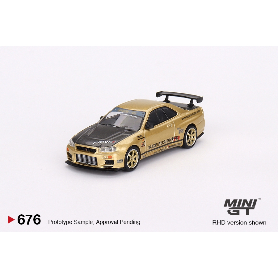Mini GT Nissan Skyline GT-R (R34) Model Car Top Secret Gold Japan ...