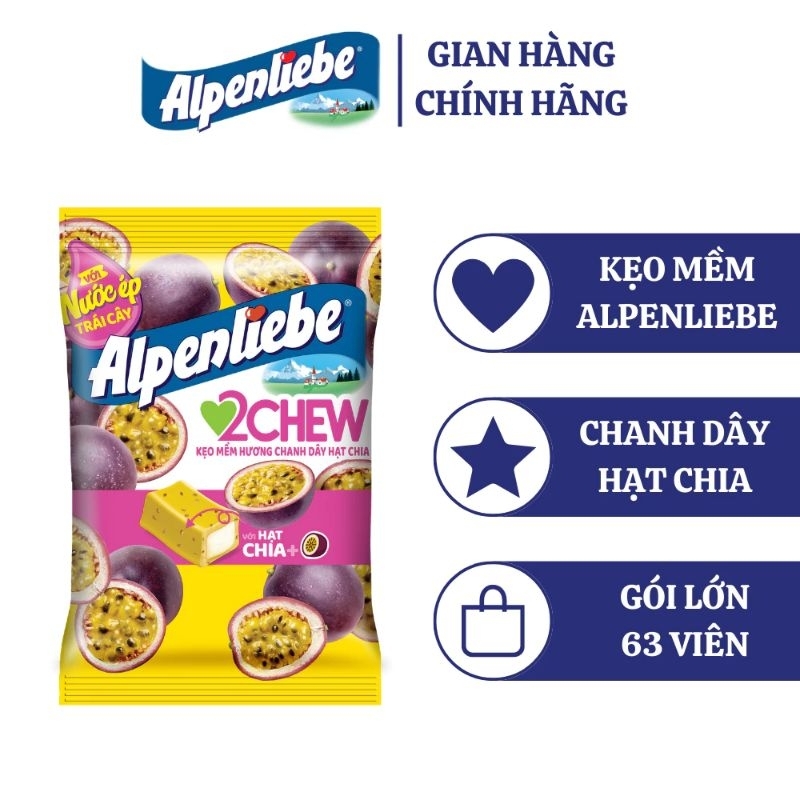 Alpenliebe 2Chew Passion Fruit Chia Seed Soft Candy (Large Pack) | Shopee Philippines