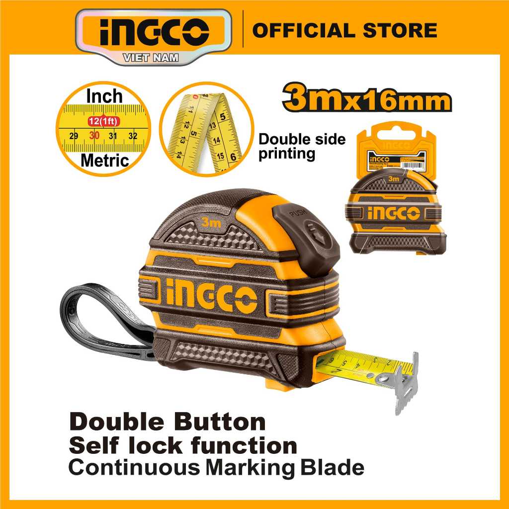 Ingco HSMT08316 Self-braking ruler 3m*16mm | Shopee Philippines
