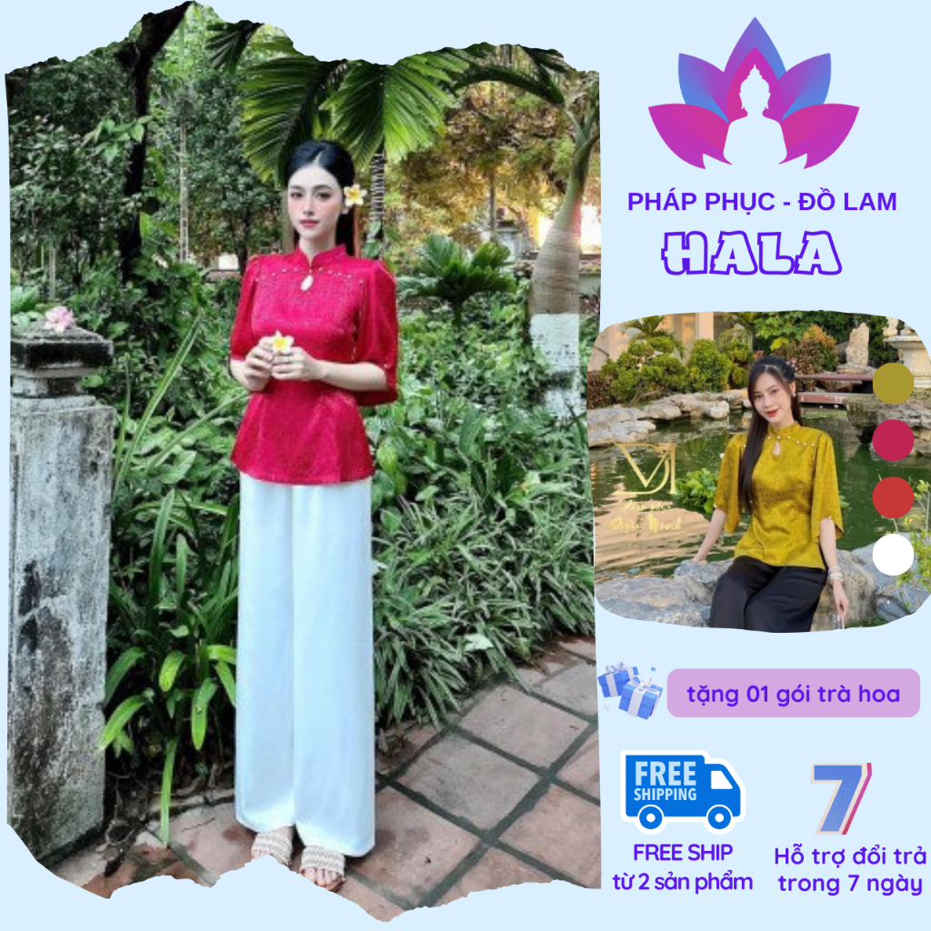 Dharma clothes for going to the temple - Lam clothes set with TEAR TEAR ...