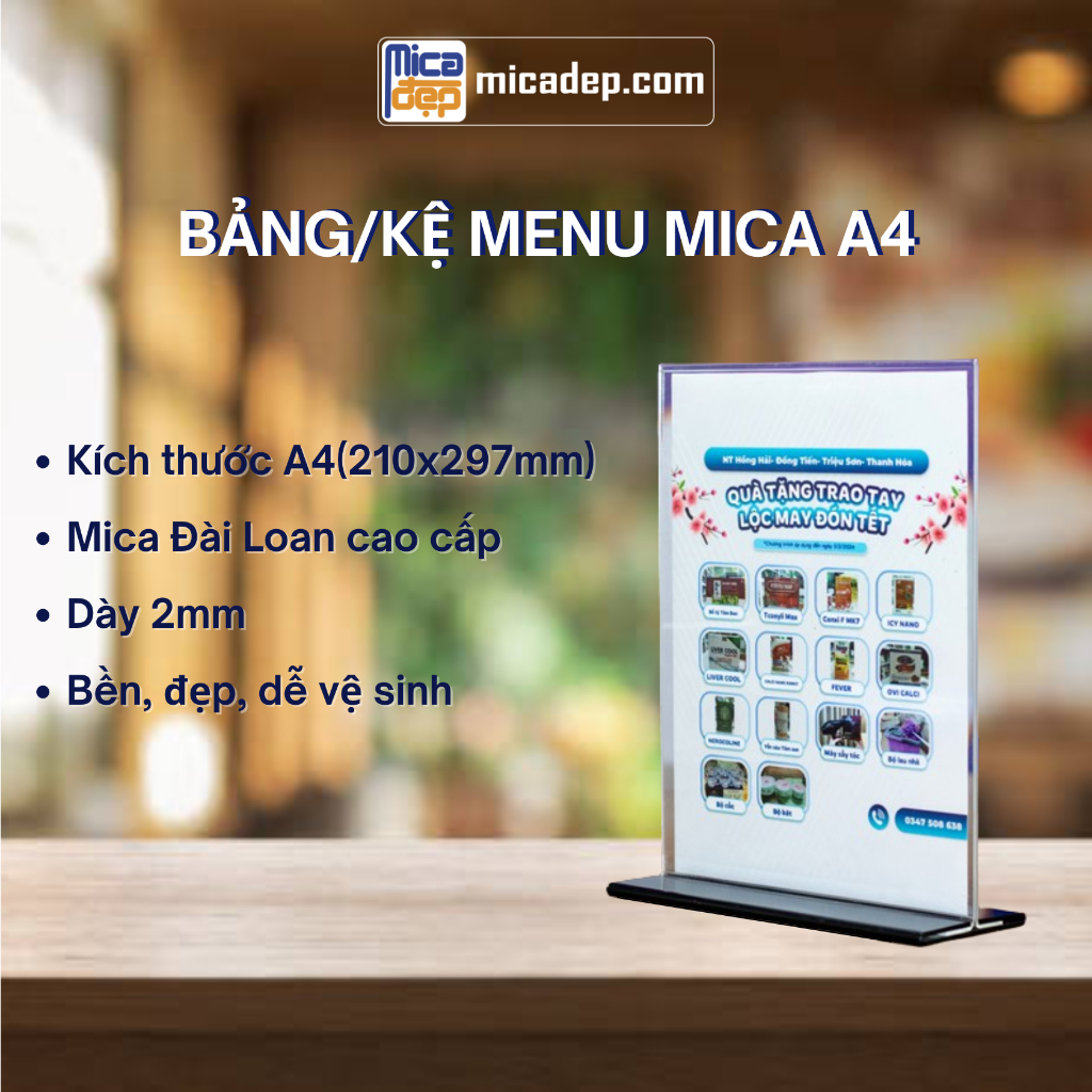 Menu mica Desktop | Menu mica A4 Shelf | Menu mica Table & QR CODE Scan ...