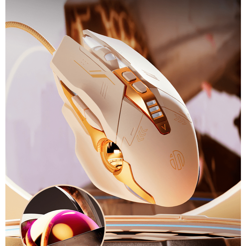 Inphic PW5N wired gaming mouse with novel milk tea color design and RGB ...